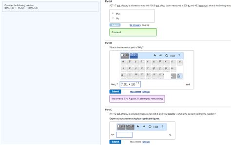 Solved Consider The Following Reaction Part A 2717 Mlofso2