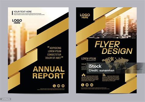 골드 브로셔 레이아웃 전단지 디자인 템플릿 벡터 일러스트레이션 0명에 대한 스톡 벡터 아트 및 기타 이미지 0명 2차 도형