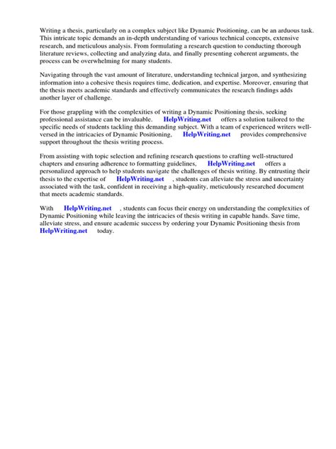 Dynamic Positioning Thesis Pdf
