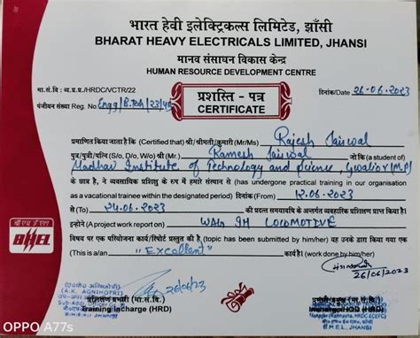 Rajesh Jaiswal On Linkedin Internship Bhel Engineering Careerjourney