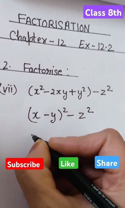 Factorisation Chapter 12 Ex 12 2 Q 2 Vii Class 8th Mathematics Maths Factorisation Class8