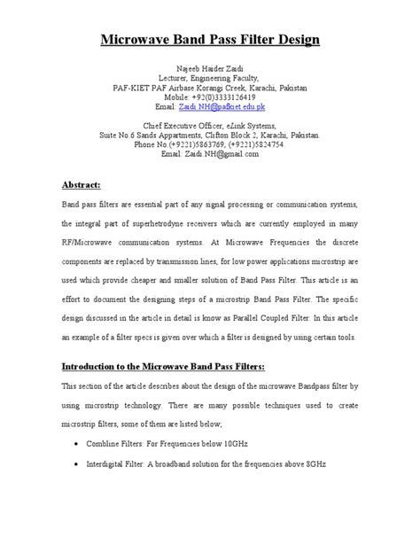 Pdf Band Pass Filter Design Dokumentips