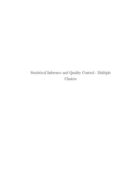 Mcq Statistical Inference And Quality Control Pdf Estimator Statistics