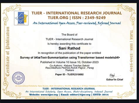 Sani Rathod On Linkedin Nlp Ai Reasearch Textsummarization Certificate Linkedinpost Project