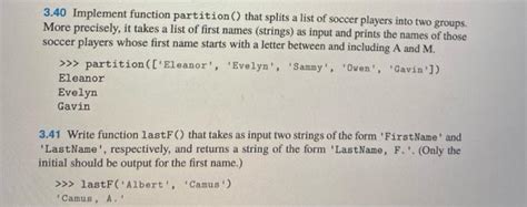 solved 3 40 implement function partition that splits a