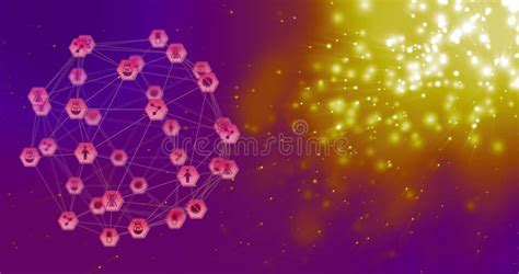 A Vibrant Digital Illustration Showcases Interconnected Network Nodes Stock Illustration