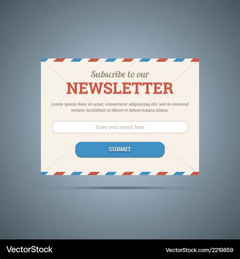 Newsletter Subscribe Form For Web And Mobile Vector Image