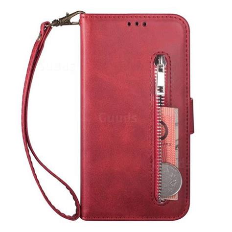 Retro Calfskin Zipper Leather Wallet Case Cover For Mi Xiaomi Redmi Note Pro Red Xiaomi