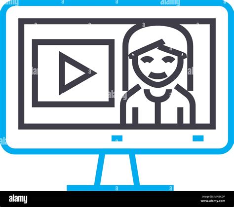 Online Seminars Vector Thin Line Stroke Icon Online Seminars Outline Illustration Linear Sign