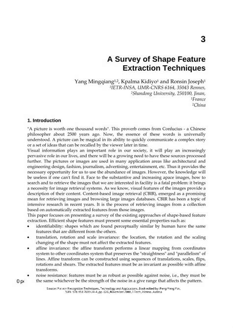 Pdf Intech A Survey Of Shape Feature Extraction Techniques Dokumentips