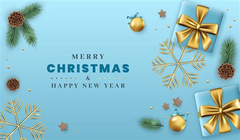 메리 크리스마스 블루 홀리데이 배너 판매 카드 템플릿입니다 새해 선물 호화로운 파티 전단지 색종이 조각과 황금 선물 상자 소나무 가지 사실적인 요소 벡터 디자인 배경 12