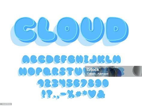Desain Cloud Bubble Alphabet Huruf Dan Angka Vektor Ilustrasi Stok Unduh Gambar Sekarang Istock