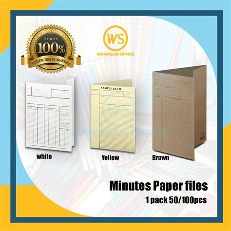Minute File Sampul Kecil Fail Kertas Paper Folder Brown Paper File Fail Putih 50