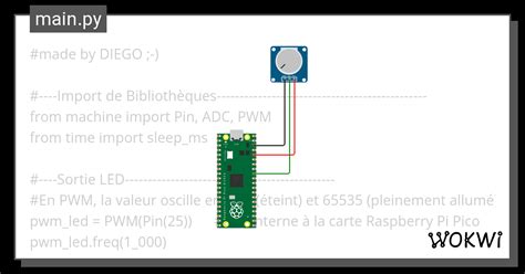 Raspberry Pi Pico 1 Potentiometre Led Interne Pwm Wokwi Arduino And Esp32 Simulator