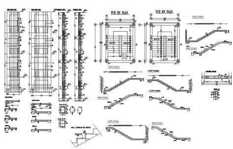 Wall Pillar And Staircase Details Design In Autocad 2d Drawing Cad File Dwg File Cadbull