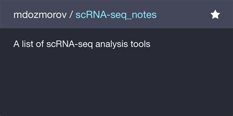 github mdozmorov scrna seq notes a list of scrna seq analysis tools