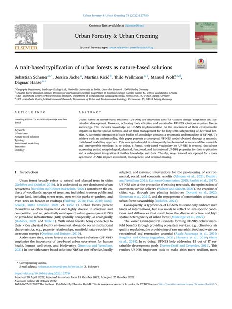 pdf a trait based typification of urban forests as nature based solutions