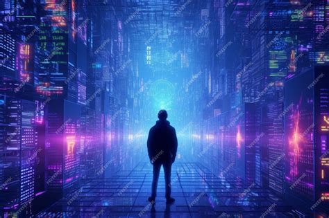 Premium Ai Image In The Depths Of The Metaverse A Hacker Navigates