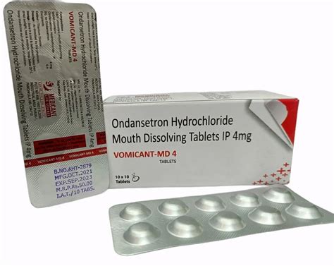 Ondansetron Hydrochloride Mouth Dissolving Tablets Ip 4mg Vomicant Md 4 At ₹ 500 Box