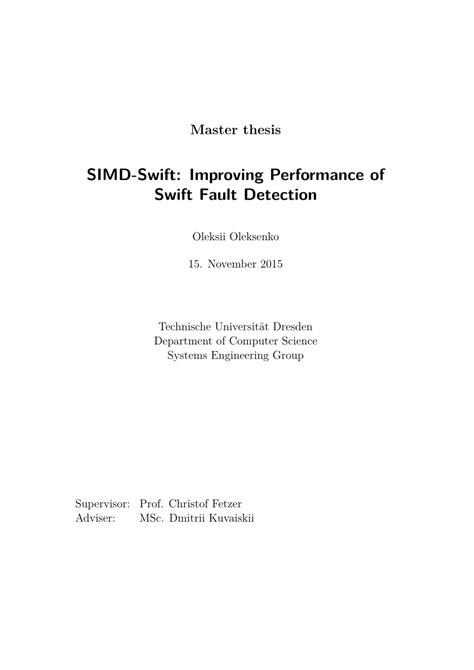 pdf simd swift improving performance of swift fault detection