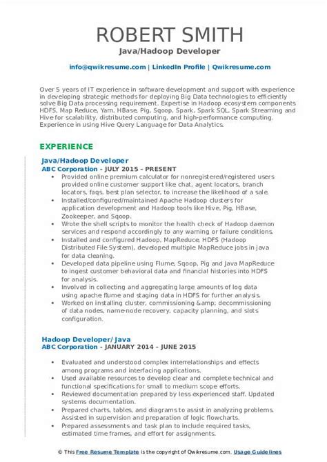 10 Hadoop Developer Resume Samples And Templates For 2025