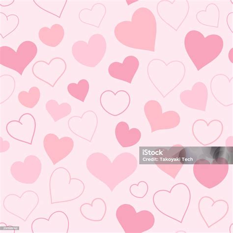 핑크 하트 완벽 한 패턴입니다 로맨틱하고 장난기 넘치는 흩어져 있는 하트 윤곽선과 단단한 모양 사랑을 주제로 한 프로젝트를 위한 완벽한 발렌타인 데이 배경 0명에 대한 스톡