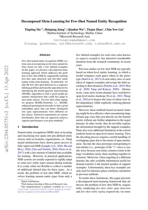 Pdf Decomposed Meta Learning For Few Shot Named Entity Recognition