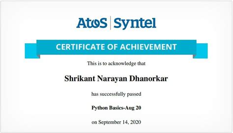 Shrikant Dhanorkar On Linkedin Atossyntel Python 13 Comments