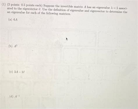 Solved 1 2 Points 05 Points Each Suppose The