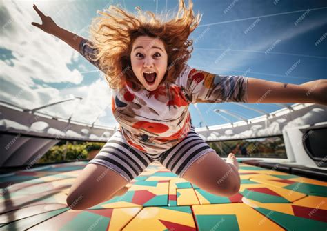 premium ai image a playful shot of an attractive chubby girl jumping