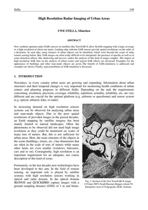 Pdf High Resolution Radar Imaging Of Urban Areas