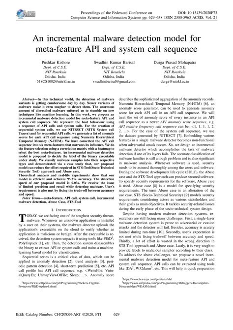 pdf an incremental malware detection model for meta feature api and