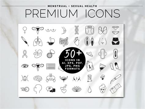 Icons Menstrual Sexual Health Line Art Icon Bundle For Graphic Design