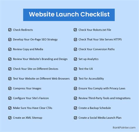 Website Launch Checklist Requirmenets For A New Website