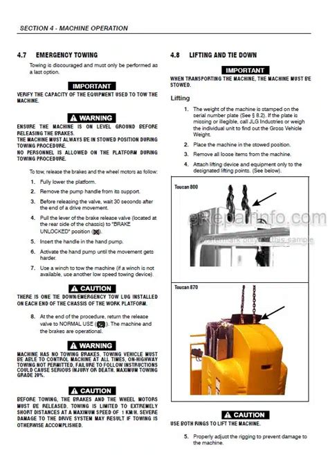 Buy And Download Jlg Toucan 800 870 Operation And Safety Manual Mast
