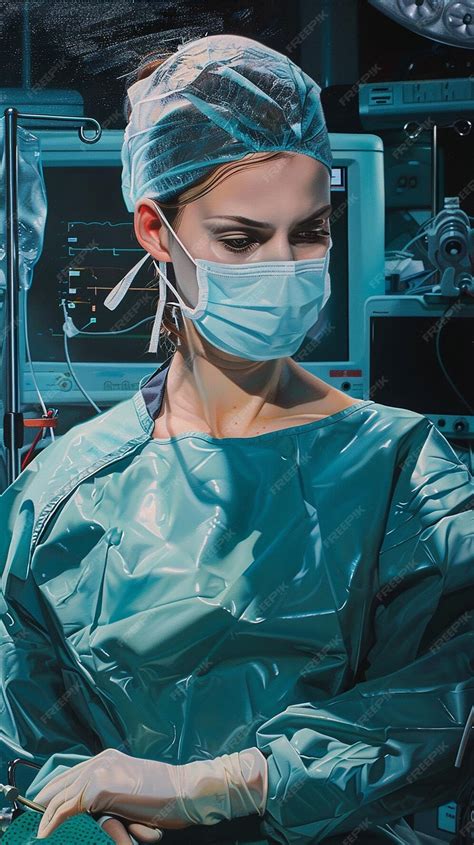 Anesthesiologist At Work Monitoring Vital Signs Premium Ai Generated Image