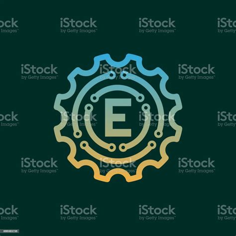 기술 초기 문자 E 아이콘 디자인 개념에 대한 스톡 벡터 아트 및 기타 이미지 개념 개념과 주제 공장 산업 건물 Istock