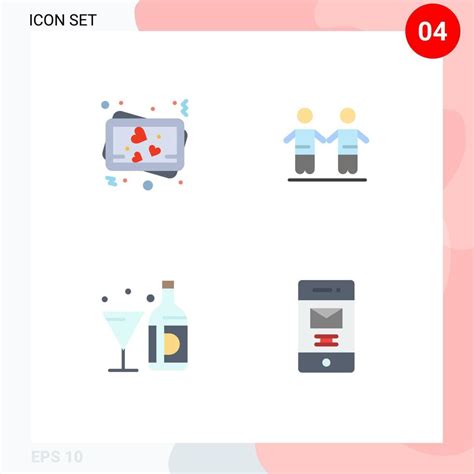 User Interface Pack Of 4 Basic Flat Icons Of Love American Best Group Glass Editable Vector
