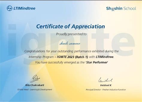 Sameer S On Linkedin Ltimindtree Internship Experience