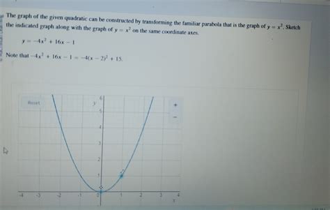 Solved The Graph Of The Given Quadratic Can Be Constructed Chegg