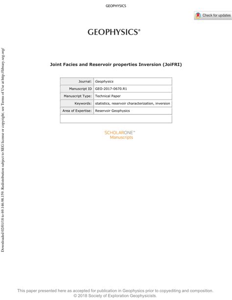 Pdf Joint Facies And Reservoir Properties Inversion Joifri