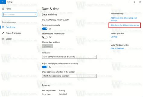 Add Clocks For Additional Time Zones In Windows 10