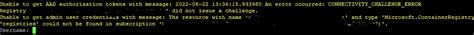 An Error Occurred Connectivity Challenge Error Registry Did Not Issue A