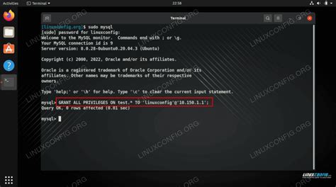 mysql allow user access to database linux tutorials learn linux