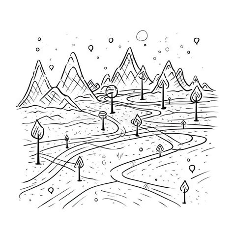 Simplified Gps Navigation Route With Location Markers Stock