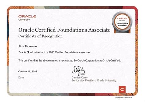 Ekta Thombare On Linkedin Oraclecertification Oraclecloud Wipro