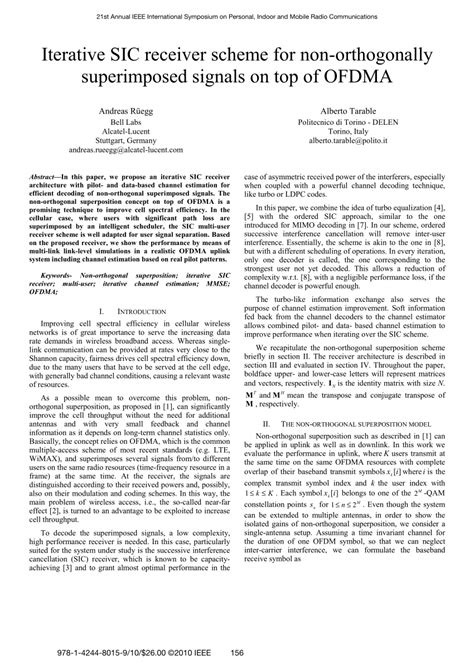 Pdf Iterative Sic Receiver Scheme For Non Orthogonally Superimposed Signals On Top Of Ofdma