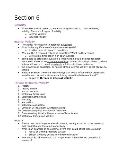 Section 6 Validity Section 6 Validity When We Conduct Research We Want To Try Our Best To