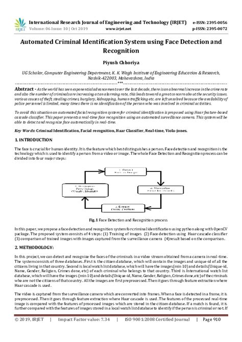 Pdf Irjet Automated Criminal Identification System Using Face