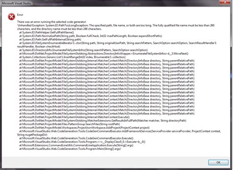 Entity Framework 6 Pathtoolongexception While Creating New Apicontroller In Core Mvc